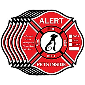 Pet Alert Sticker, Double-Sided, 6 Rescue Pet Decals, Pet Alert Stickers for House Home Window Pet Door-Emergency Pet Kit, UV Resistant-Waterproof