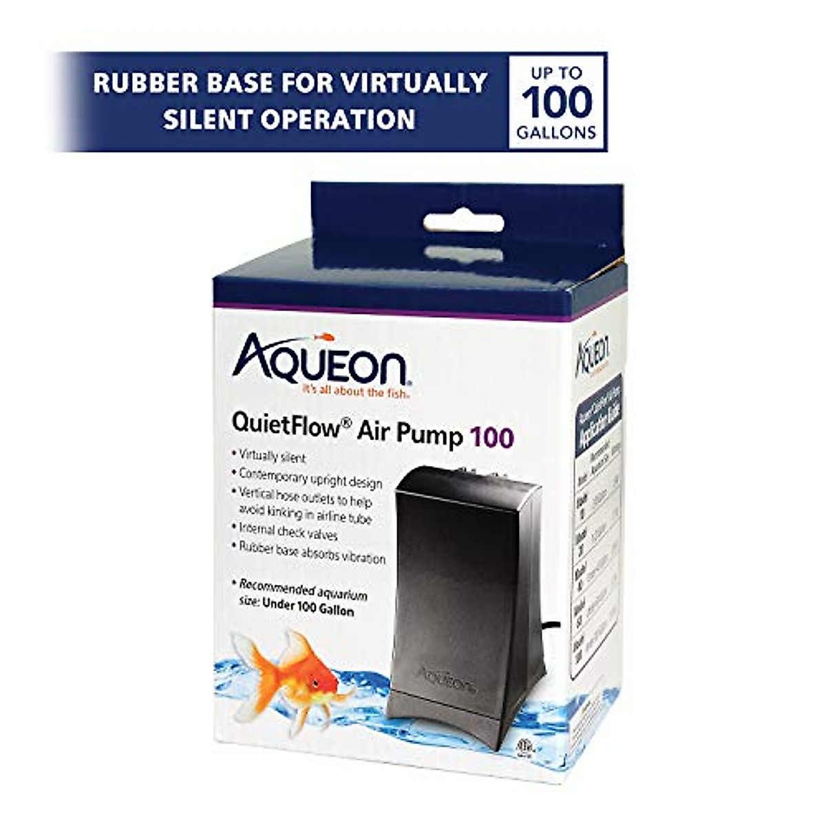 Aqueon QuietFlow Aquarium Air Pump 100, For Under 100 Gallon Tanks