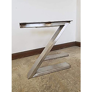 Brushed Stainless Table Legs, Z-Shaped - Any Size