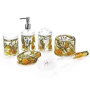 Locco Decor 5 Piece Acrylic Liquid 3D Floating Motion Bathroom Vanity Accessory Set