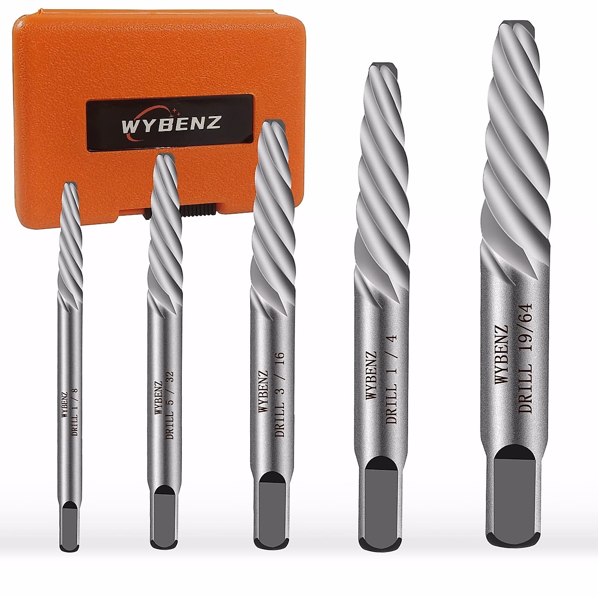 5Pcs Screw Extractor Set Spiral Flute Bolt Extractor Set Cr-MO Easy Out Bolt Extractor Set for Removing Stripped Screws and Broken Bolts