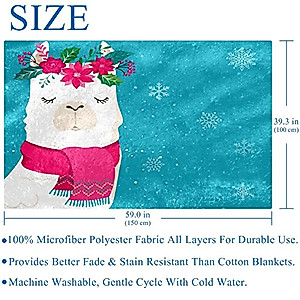 Winter Scarf Llama Prints Soft Warm Cozy Blanket Throw for Bed Couch Sofa Picnic Camping Beach, 150×100cm