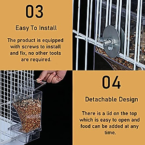 Parrot Automatic Feeder No Mess Bird Feeder Food Container Feeding Station Foraging Cage Accessories Acrylic Suitable for Parrot Cockatoo Canary Love Bird (Transparent)