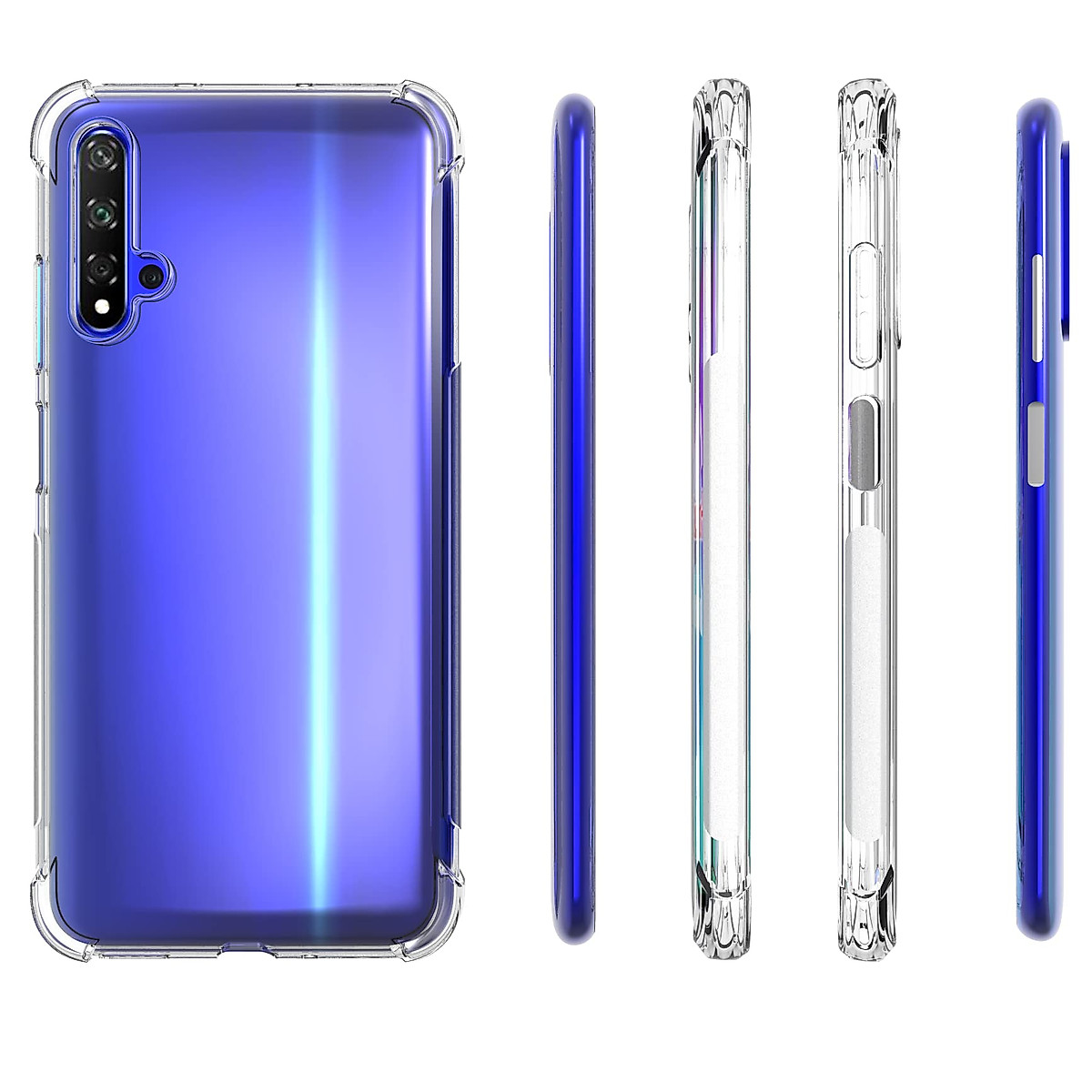 TiYa USTIYA Case Clear for Huawei Nova 5T / Honor 20 Crystal TPU Four Corners Protect Camera Cover Transparent Soft Phone Case