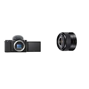 Sony Alpha ZV-E10 - APS-C Interchangeable Lens Mirrorless Vlog Camera - Black + Sony SEL35F18 35mm f/1.8 Prime Fixed Lens