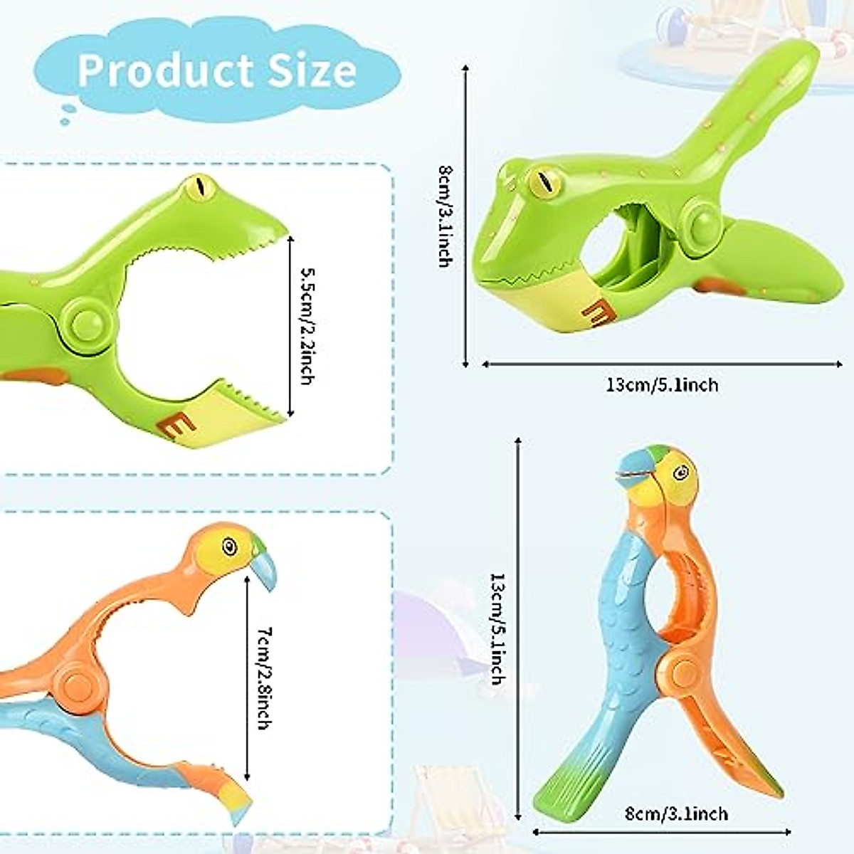 Beach Towel Clips, Sopito Beach Must Haves Towel Clips for Lounge Chairs Patio Pool Accessories, 2pcs Portable Big Clips(Flamingo)