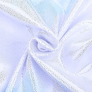 BAOHULU Leotard for Girls Gymnastics Toddler Tank Biketards Shorts Shiny Diamond Purple Kids Dancewear B217_WhiteBlue_130