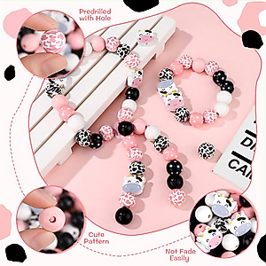 200 PCS Cow Print Wood Beads 16mm Wood Round Beads Natural Handmade Beads Polished Spacer Beads for Jewelry Making DIY Crafts Making Home Party Decoration (Cow)