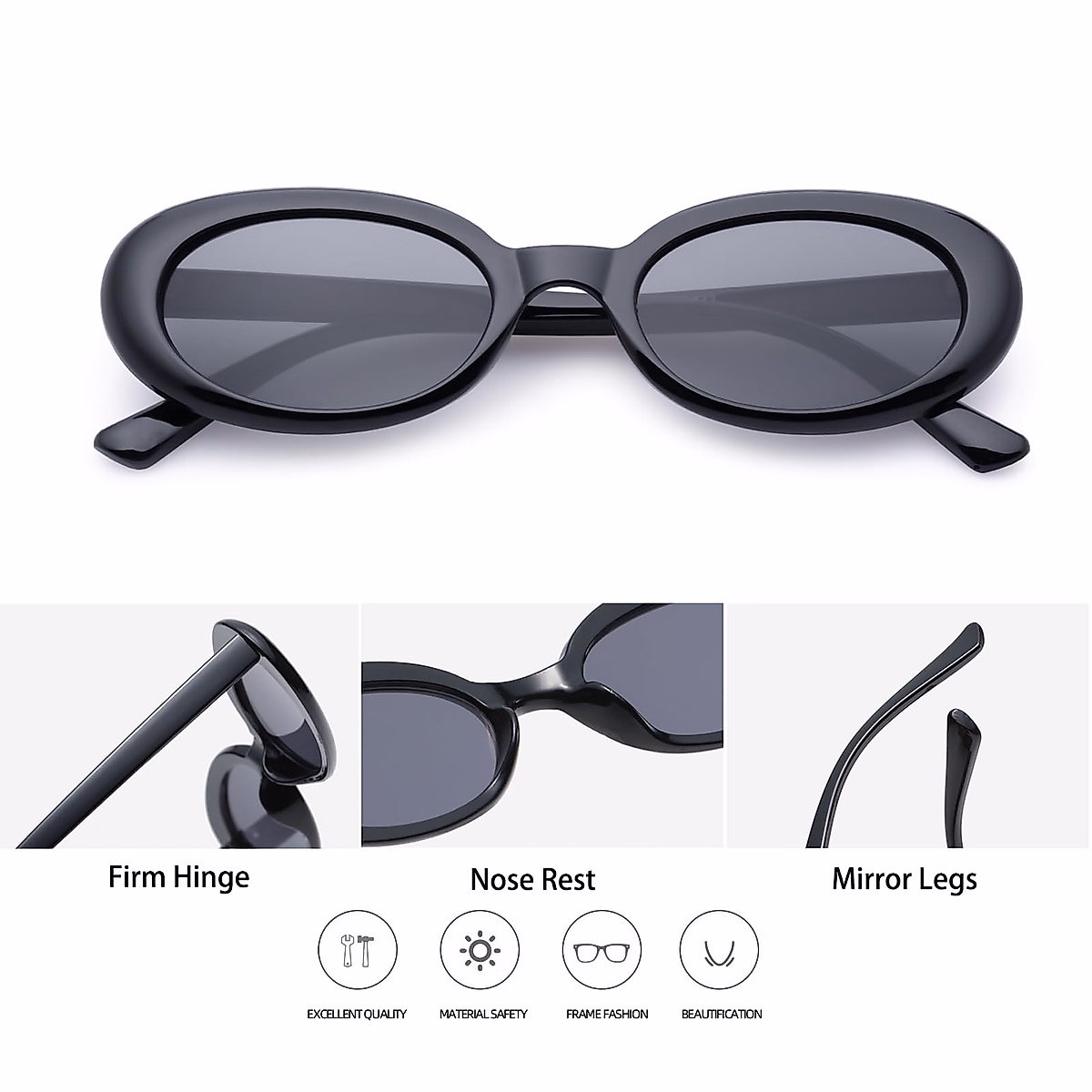 knliwkm 2 Pairs Retro Oval Sunglasses For Women Men Small Face 90s Y2K Glasses Vintage Thin