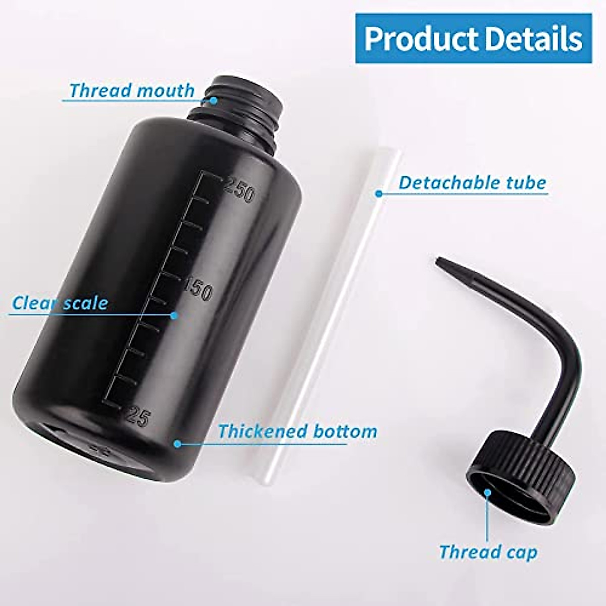 UPTATSUPPLY 3 PCS Tattoo Bottle Squeeze Wash Bottle Convenient Green Soap Supply Wash Tattoo Accessories (250ml Black)