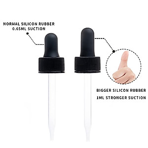 Poadool 3 Pack 1oz (30ml) Clear Dropper Bottles, Tincture Bottles with Dropper, Clear Glass Boston Round Bottle with Glass Eye Dropper, 1ml Stronger Suction.