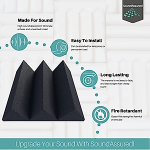 Bass Absorbing Wedge Style Panels - Soundproofing Acoustic Studio Foam - 12"x12"x4" Tiles - 2 Pack - DIY (Burgundy)