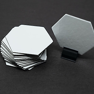 Value Pack of 15 - Dry Erase - Reusable - Blank 2" Hexagon Hex Board Game Chits Tiles Counters Markers DIY D&D