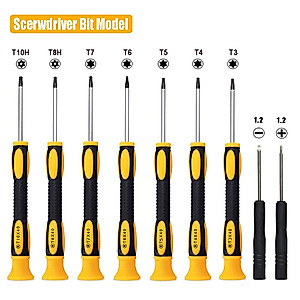 15 in 1 Torx Screwdriver Set with T3 T4 T5 T6 T8 T10 Security Torx screwdriver and ESD tweezers, Magnetic Screwdrivers Precision Repair Kit for Xbox, iPhone, PS4, Macbook, Watch, Electronics