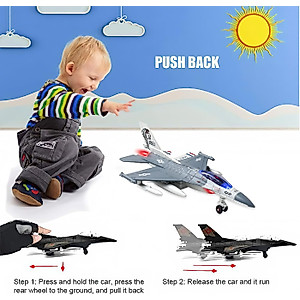 Lynkaye F-16 Fighting Falcon Thunderbirds Toy Army Air Force Military Airplane Model Kit with Fun Lights and Sounds (Bright White)