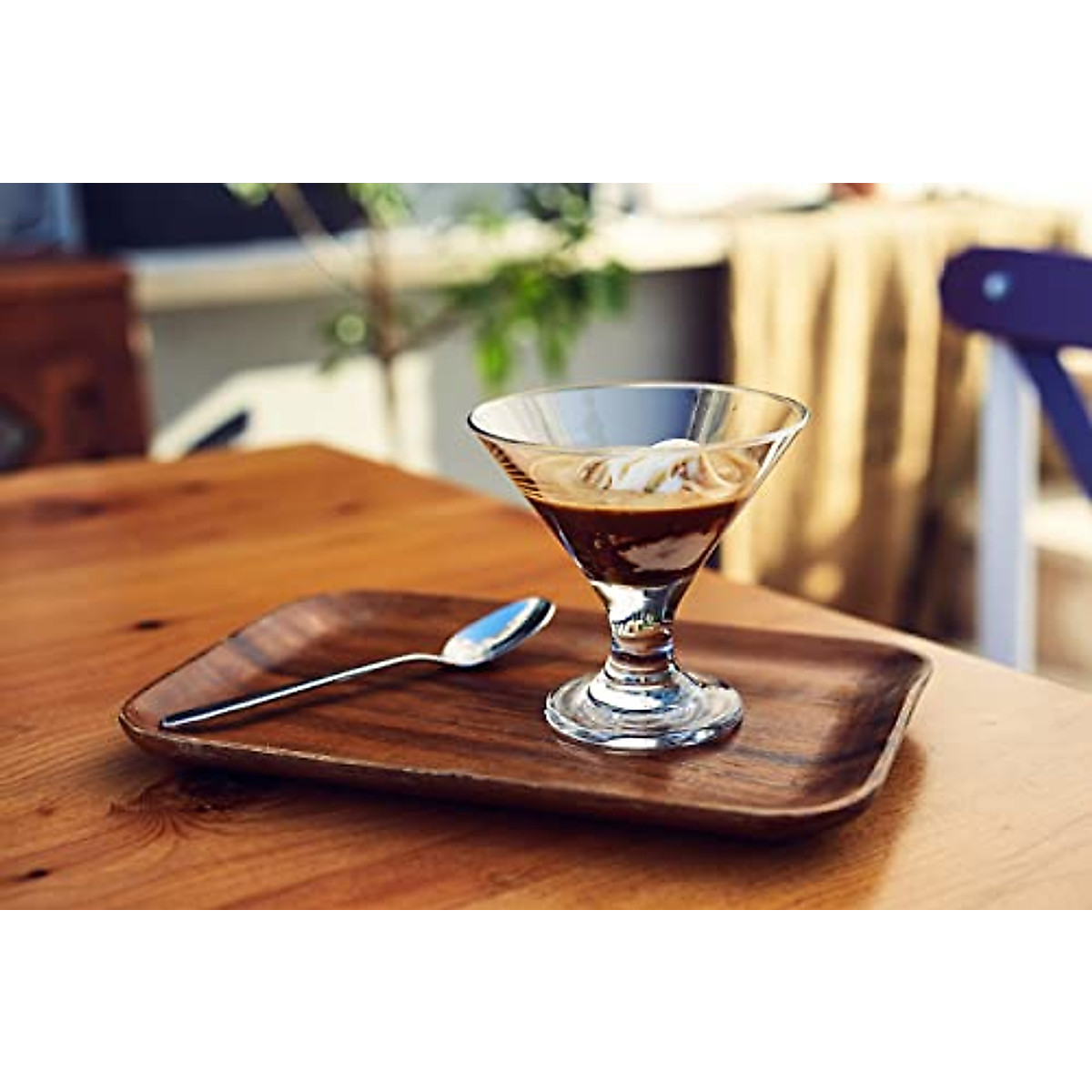 GLASIA Set of 6 Glass Ice Cream Bowls and 6 Stainless Steel Spoons | Small Dessert Cups for Parfait Sundae Snacks Fruit | Mini Footed Trifle Tasters with Spoon | Lead-Free Glass Dessert Serving Dishes