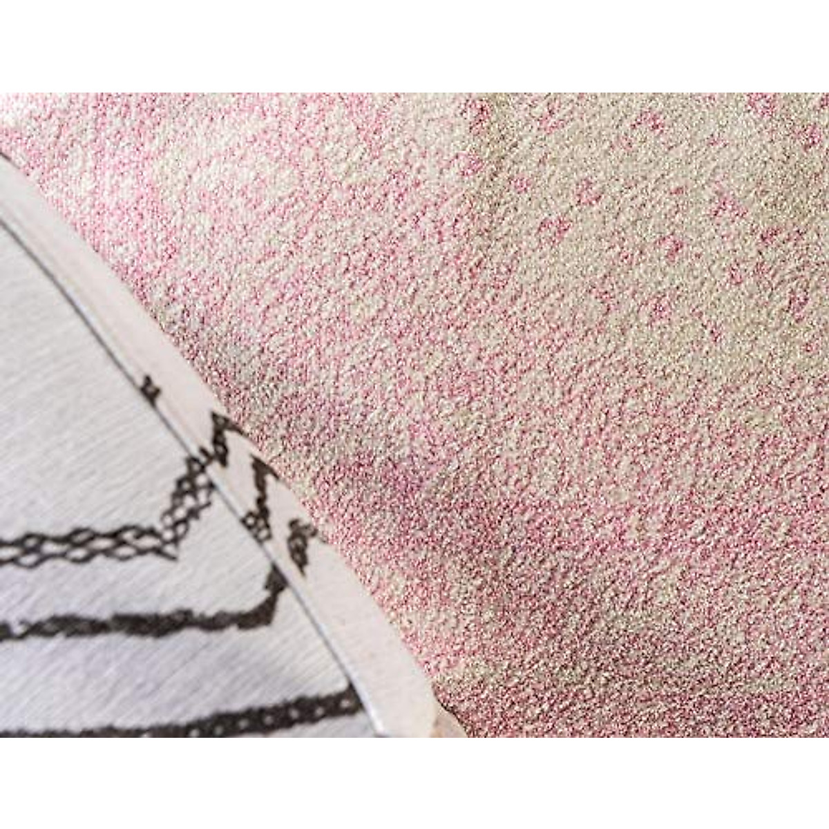 Rugs.com Dover Collection Rug – 5 Ft Round Pink Low-Pile Rug Perfect for Kitchens, Dining Rooms