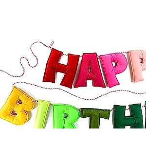 Happy Birthday Felt Fabric Garland | Rainbow Birthday Banner | Reusable Birthday Decoration | Colorful Festive Birthday Party Supply