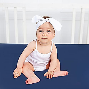 EXQ Home Fitted Baby Crib Sheets for Boys Girl, Standard Crib Mattress Sheet Soft Breathable Toddler Bed Sheets, Cozy Microfiber Toddler Cot Sheet (28x52x8in Navy Blue)