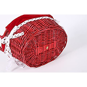 Wicker Storage Baskets Oval Woven Basket with Handle Liner for Shelf Decorative Empty Gift Baskets Decor