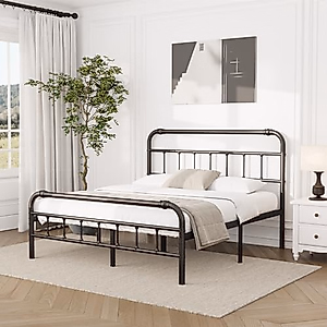 Bednowitz Queen-Bed-Frame-with-Headboard and Footboard, 18 Inch High Metal Platform Queen-Size-Bed-Frame, 4000 Lbs Heavy Duty Steel Slats Support, No Box Spring Needed, Noise Free