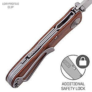 SOG Twitch ll Drop Point Pocket Knife - SOG Assisted Technology EDC Knife with 2.65 Inch Stainless Steel Blade and Wood Handle- Satin (TWI17-CP)