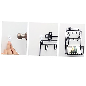 FUNOMOCYA Wall Hanging Shelf Storage Rack with Hooks Wall Mount Shelves Multifunctioanl Storage Hanging Shelf Wire Storage Baskets Pot Rack Hooks Kitchen Wall Storage Basket Black