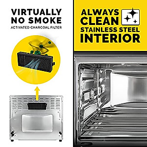 Kalorik MAXX Air Fryer Oven Grill Deluxe AFO 51041 SS |26 Quart Digital Smokeless Indoor Grill & Air Fryer Oven Combo - Always-Clean Interior, 12 Accessories, BBQ, Rotisserie| 1700W | Black & Stainless Steel