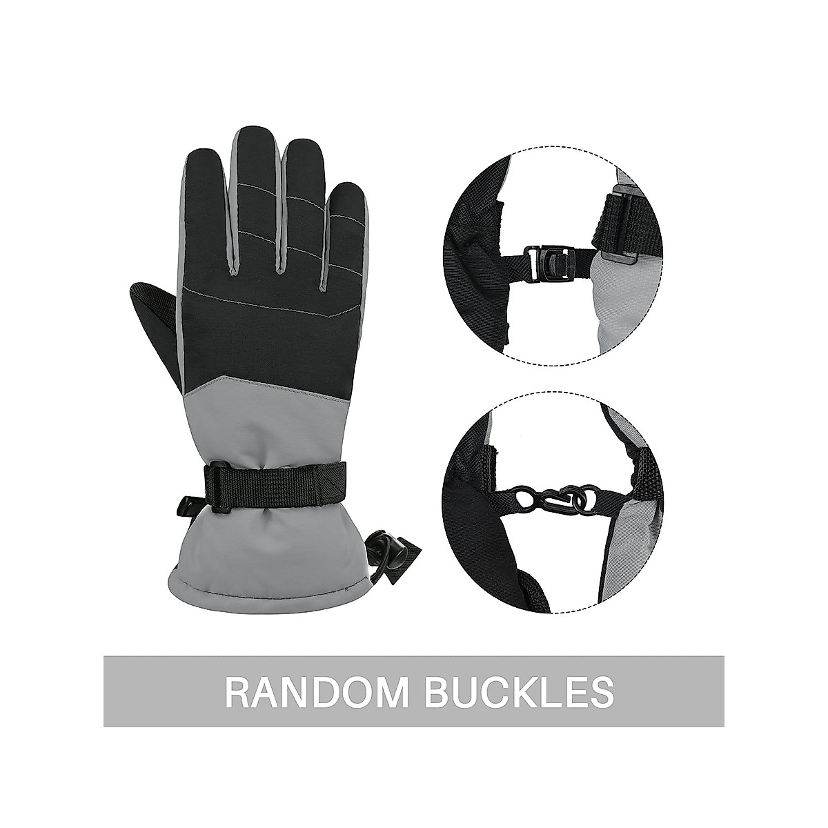 Century Star Kids Waterproof Gloves Snow Gloves Warm Winter Gloves for Kids Boys Girls Ski Gloves Sport Mittens Black 10-14 Years