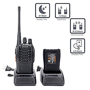 Greaval Walkie Talkies 10 Pack Rechargeable Two-Way Radios with Earpiece 16 Channel UHF Radio for Adults, Li-ion Battery and Charger Included, Long Range Two Way Radio (Pack of 10)