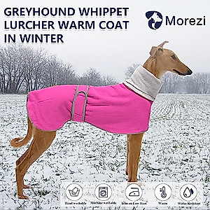Dog Coats with Reflective Bar, Dog Winter Coat Soft Polyester Fleece, Adjustable Band - Dog Winter Jacket for Greyhounds, Lurchers and Whippets - Pink - XS