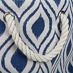 DII Polyester Container with Handles, Ikat Storage Bin, Large Round, French Blue