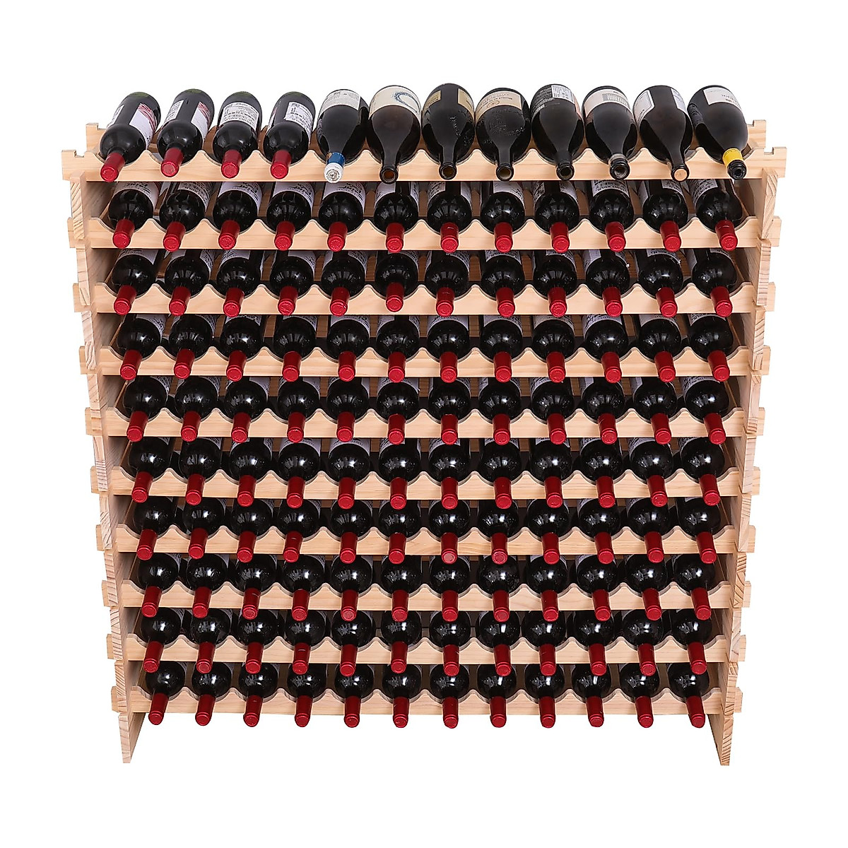 Wooden Stackable Storage Modular countertop Wine Rack Cabinet-Freestanding for Floor Wine Display Stand Holder (24 Bottles)