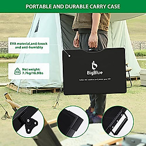 100W Solar Panels BigBlue Portable Solar Charger (18V/5.56A) with Carry-on Suitcase and Aluminum Kickstands, Waterproof Tempered Glass, 5.2ft Anderson Connector for RV Battery, Generators and Camping