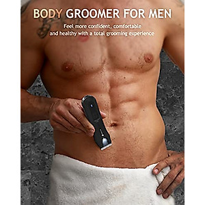 Body Hair Trimmer for Men, Pubic Hair Trimmer with Led Light, Waterproof Ball Trimmer for Men Body Groomer, Electric Groin Hair Trimmer Body Shaver for Men with 3 Replaceable Guard Comb,Charging Dock