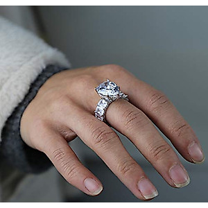 ATJMLADYJEWELRY Pear Shape Big Diamond Cz Wedding Ring For Women Clear Pink Cubic Zirconia Engagment Rings (rose-gold-plated-brass, 7)