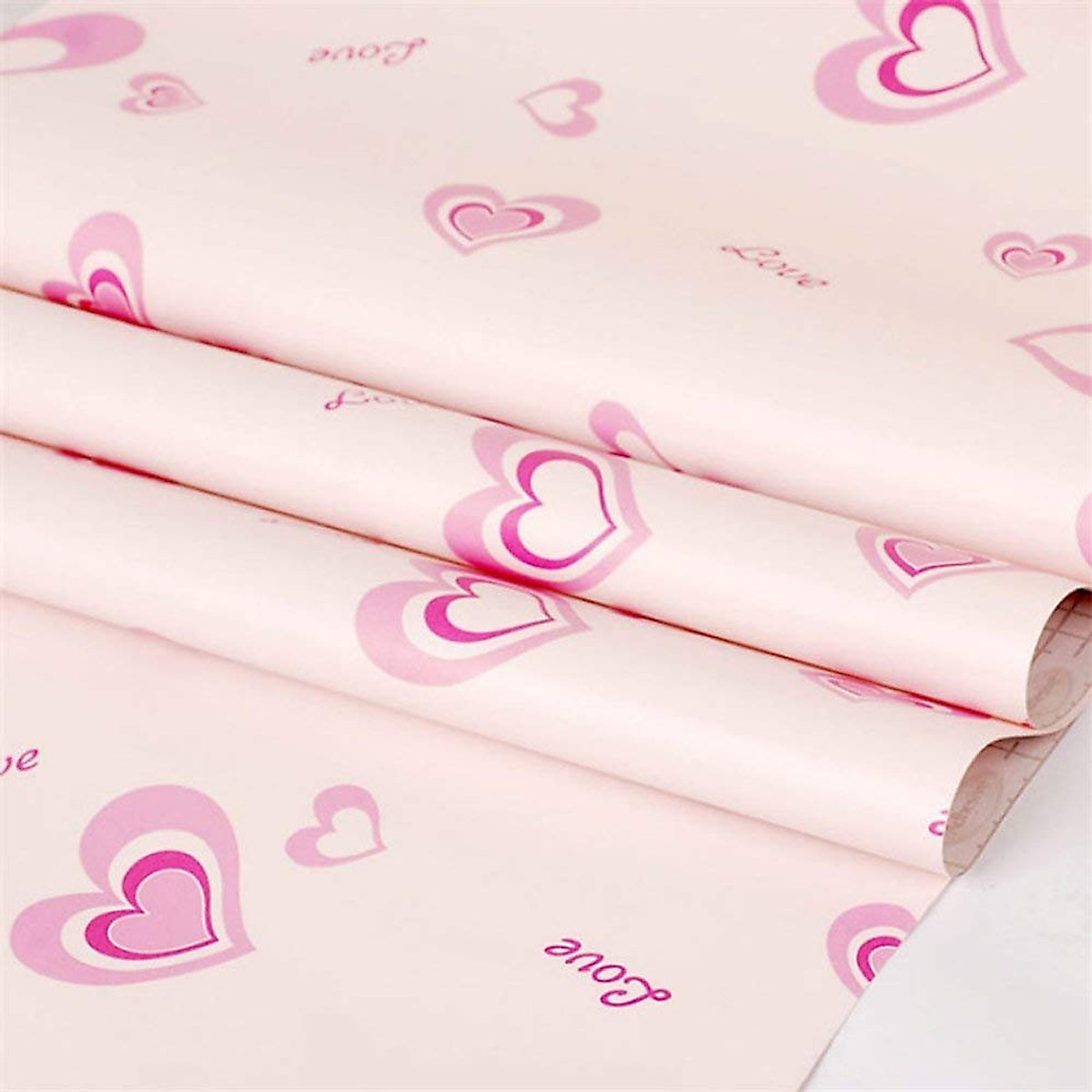 GLOW4U Pink Heart Contact Paper Self Adhesive Vinyl Shelf Drawer Liner Peel and Stick Removable Wallpaper 17.7x78.7 Inches