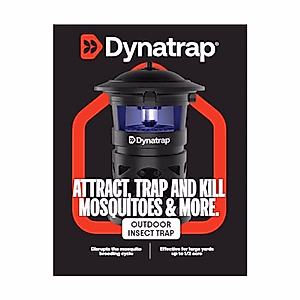 DynaTrap DT1130SR 1/2 Acre Mosquito & Flying Insect Outdoor Trap and Killer – Kills Mosquitoes, Flies, Wasps, Gnats, & Other Flying Insects - Bug Zapper Alternative - Black
