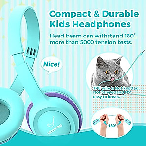 vinamass Kids Headphones, Ear Headphones for Kids, Wired Headphones with Safe Volume Limiter 85dB, Adjustable and Flexible for Kids, Boys, Girls,Suit for School Classroom Students Teens Children