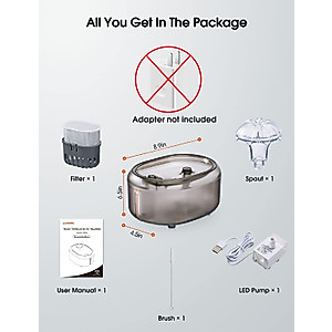 WOPET Cat Water Fountain, 2.1L Cat Water Dispenser with BPA-Free, Translucent Water Tank, Ultra Quiet Water Fountain for Cats Inside, Pet Water Fountain for Cats, Small Dogs