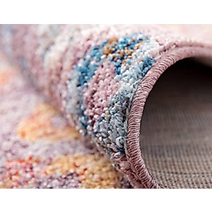 Unique Loom Rainbow Collection Geometric Abstract Modern Watercolor Lilac Area Rug (7' 0 x 10' 0)