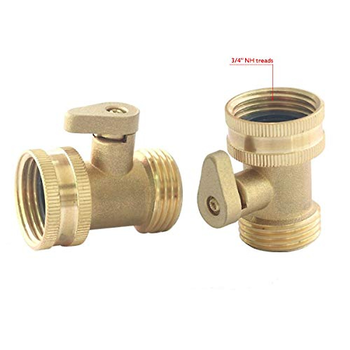 2 Pack Garden Hose Brass Shut Off Valve, 3/4'' Thread Heavy Duty Water Hose Connector Shutoff Ball Valve Faucet Hose Adapter