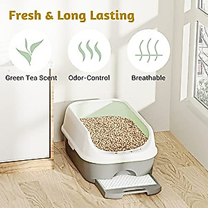 MIZOK Cat Pads 16.9x11.4in Refills for Litter Box, 6-Layer Leak-Proof Super Absorbent Up to 15-Cup Green Tea Odor-Control, Disposable (30 Counts)