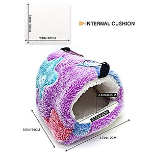 HOSUKKO Warm Hamster Bed with Mat for Small Animal Pet, Mini Rat Hamster Plush House Bed Hut Nest Bed Mini House Cave Bed Cozy House Hideout(S)