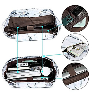 Bluboon Girls School Backpack Women College Bookbag Lady Travel Rucksack 15.6Inch Laptop Bag with Charge Port (A-Marble)