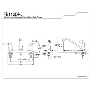 Kingston Brass FB112DPL Paris 8" Centerset Kitchen Faucet, Polished Chrome