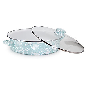 Golden Rabbit Enamelware - 5qt Saute Pan (Sea Glass Swirl)