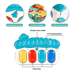 Lcasio Musical Baby Gyms Play Mats Musical Activity Mat Piano Baby Play Gym Tummy Time Padded Mat for Baby Newborn Toddler Infants (Green)