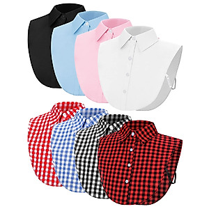 8 Pieces Detachable Fake Collar Winter Faux Dickey Collar for Women Half Shirt Blouse False Collar Top for Women Girls Outfits Sweater