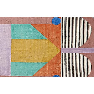Casavani Indian Handmade Cotton Dhurrie Geometric Pink & Orange Area Rug Boho Kilim Flat Weave Rug Indoor Hall Room Decor Carpet Throw Rugs for Bedroom Living Room Bathroom Balcony 2x3 Feet